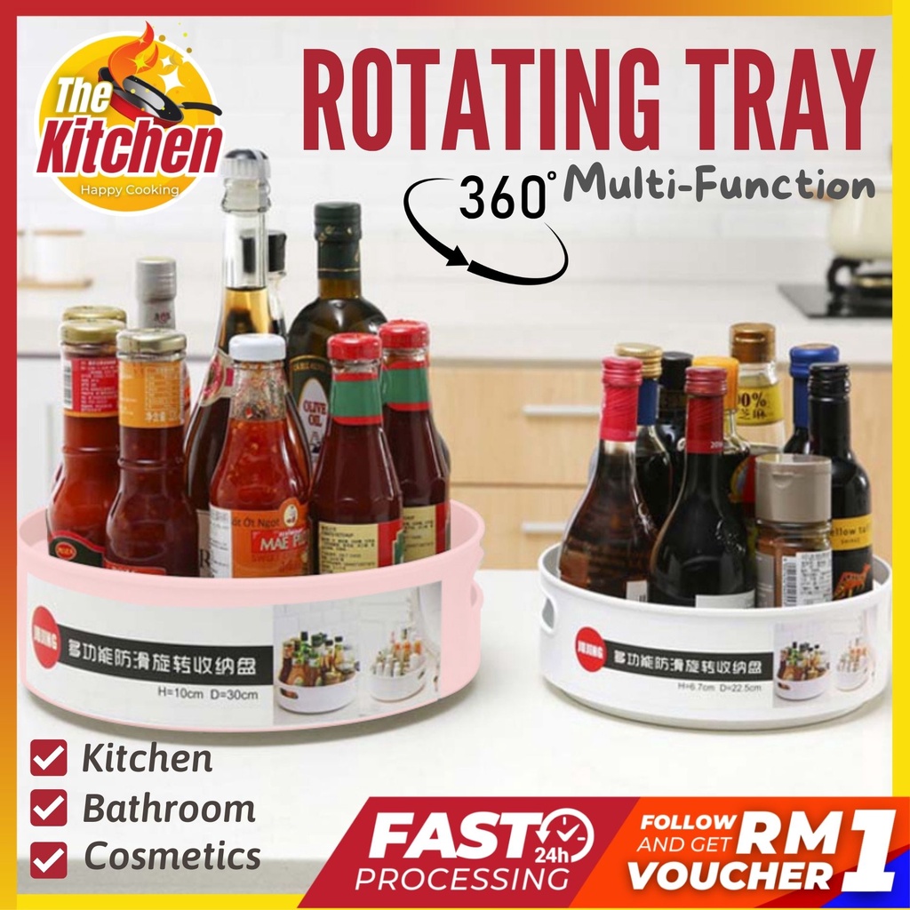 Multifunctional Rotating Rack Thickened Non-slip Storage Tray Oil Salt ...