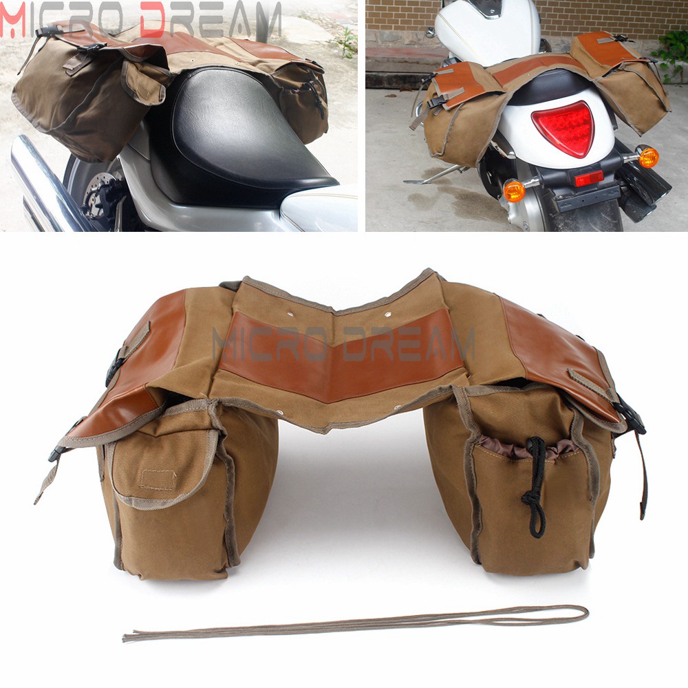 Motorcycle Scooter Canvas Saddlebags Cruisers Travel Side Tool Bag ...