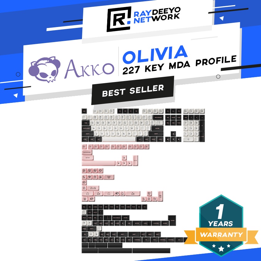 Akko Olivia Keycap Set [MDA Profile 227 Keys/PBT Doubleshot] | Shopee ...