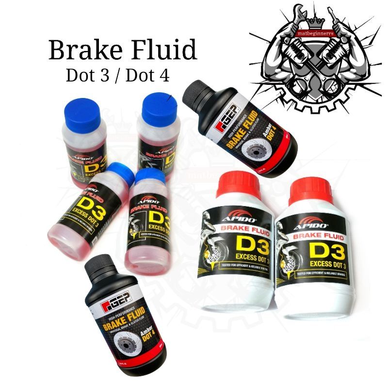 Brake Fluid Brake Oil Minyak Brek Motosikal Dot3 Dot4 Original Apido ...