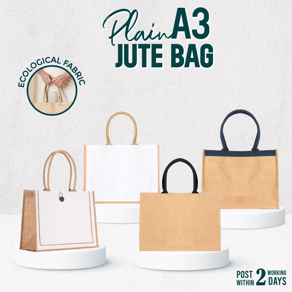 Jute Bag - Doorgift Bag - Eco Bag - Grocery Bag - A3 Size Bag Besar - (Rrequest quote for ...