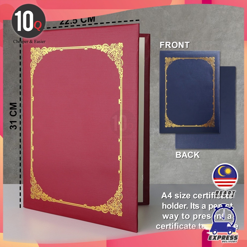 Craft.E A4 Certificate Holder Hard Cover with Gold Border PVC ...