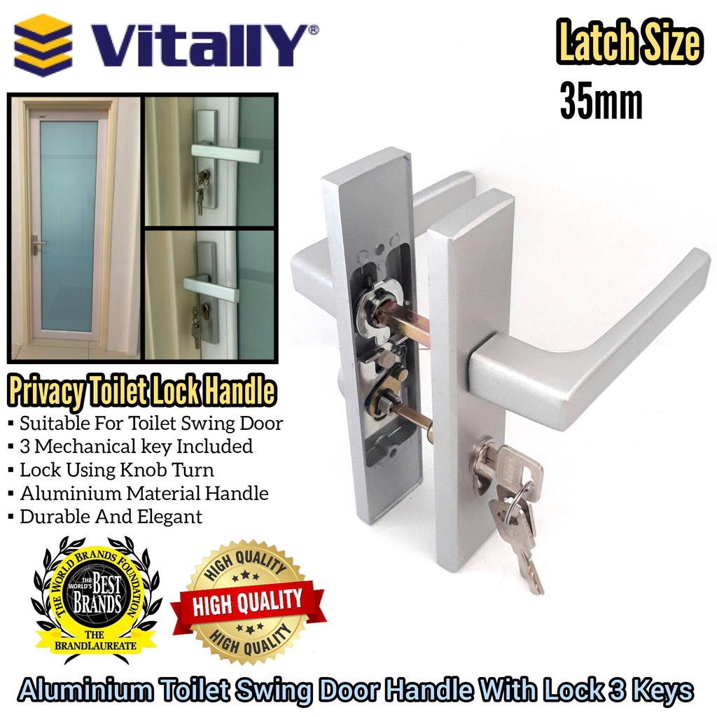 Vitally Silver Privacy Aluminum Toilet Swing Door Handle With Lock 3 ...