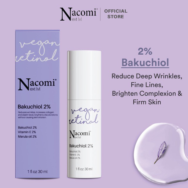 Nacomi Next Level Bakuchiol 2% Face Serum - Vegan Retinol, Anti-Wrinkles & Firming/ Anti-Kedut ...