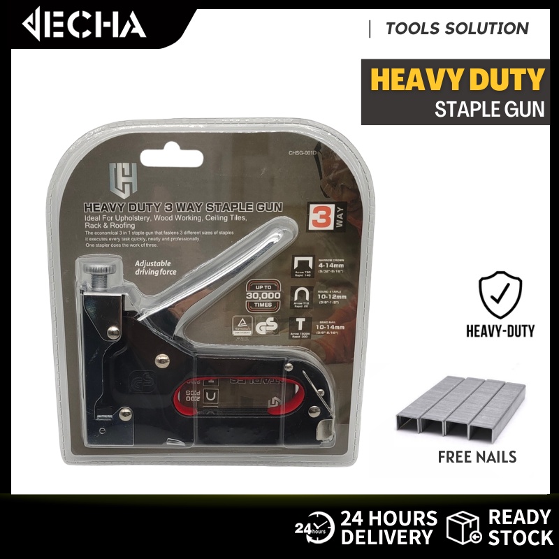 JECHA Heavy Duty 3 In 1 Staple Gun Stapler Stapling Machine Nailer ...