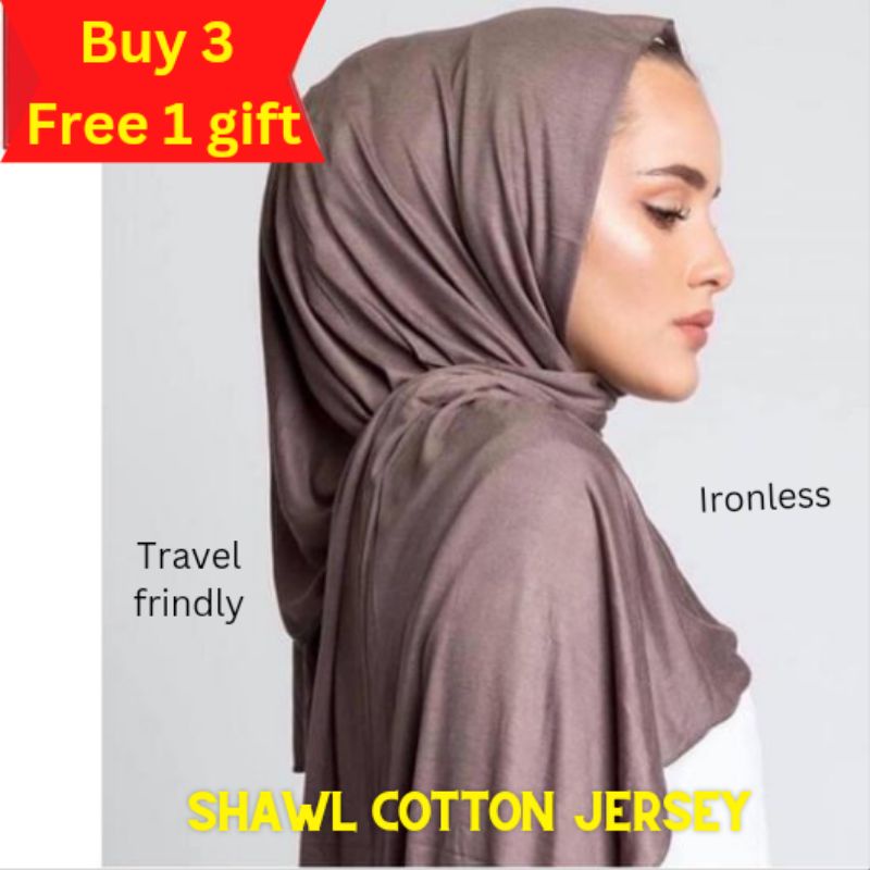 Shawl Cotton Jersey Premium Malas Ironless | Shopee Malaysia