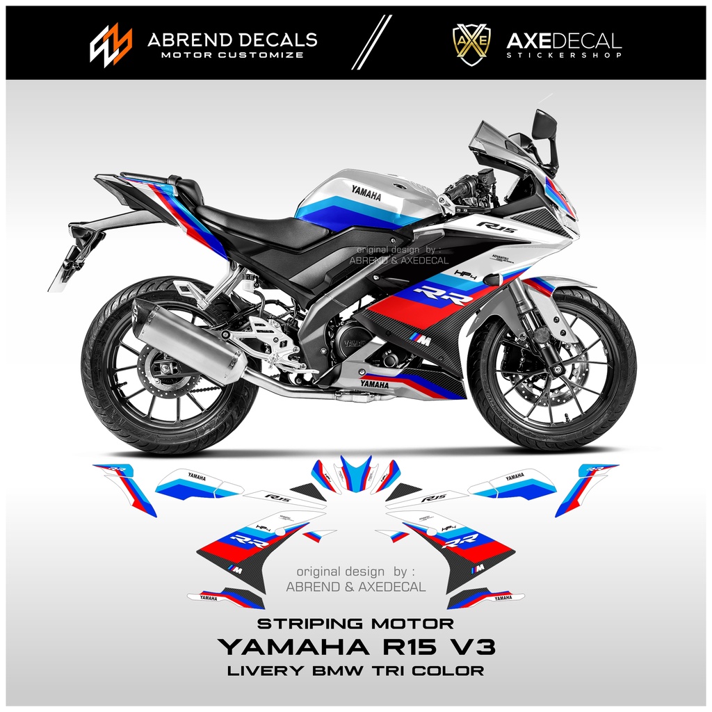 Striping R15 V3 Livery Bmw Tri Color Racing Yamaha R15 V3 Motorcycle
