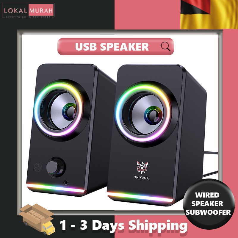 LMS | Onikuma X6/G6 1 Pair USB RGB Desktop Speakers Laptop Computer Game Loudspeaker Wired ...