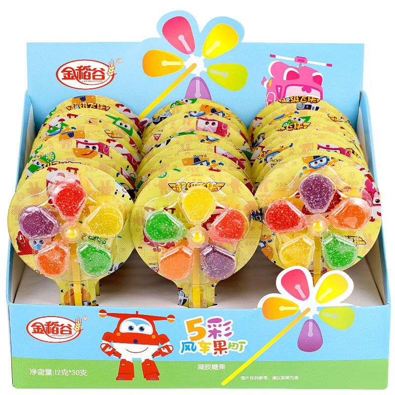 Golden Rice Gummies | Lollipops Multicolored Fruits Ding Windmill Candy ...