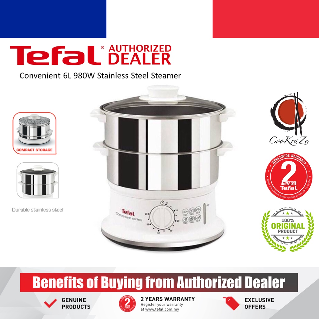 Tefal Convenient 2 Tier Stainless Steel Electric Food Steamer (6L/980W ...