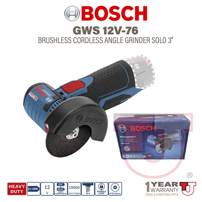 BOSCH GWS 12-76V-EC CORDLESS ANGLE GRINDER 12V 76MM | Shopee Malaysia