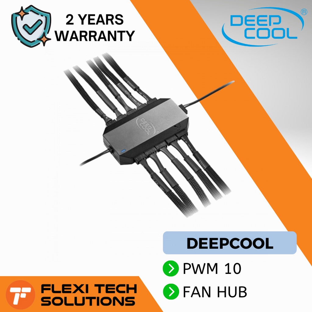Flexi Tech DEEPCOOL PWM Fan Hub 10 Blue LED 10 fans (3-pin or 4pin ...