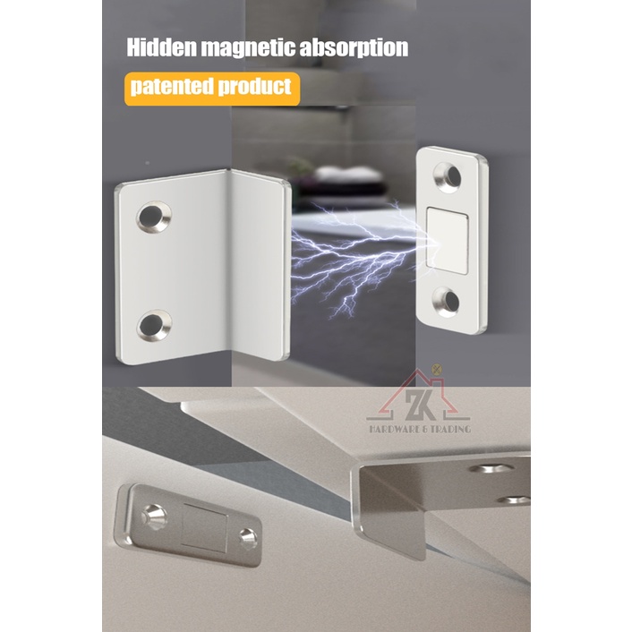 L-Shaped Hinges Invisible Magnetic Door Catch Drawer Magnet Sliding ...