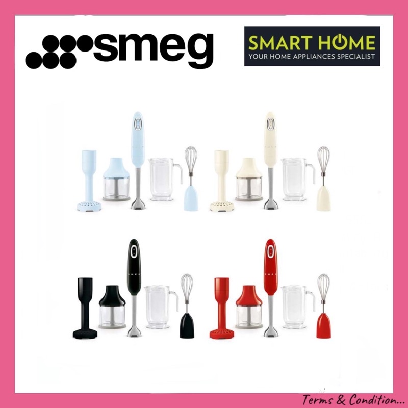 Smeg 50'S Retro Style Hand Blender with Accessories HBF02 EXTRA BUBBER ...