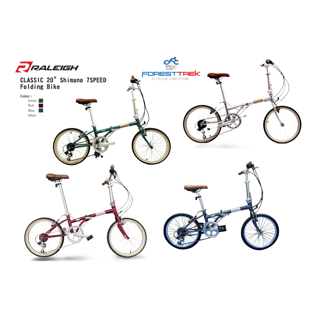 RALEIGH CLASSIC FOLDING BIKE 20" BICYCLE SHIMANO 7SPEED DARK GREEN,BLUE ...