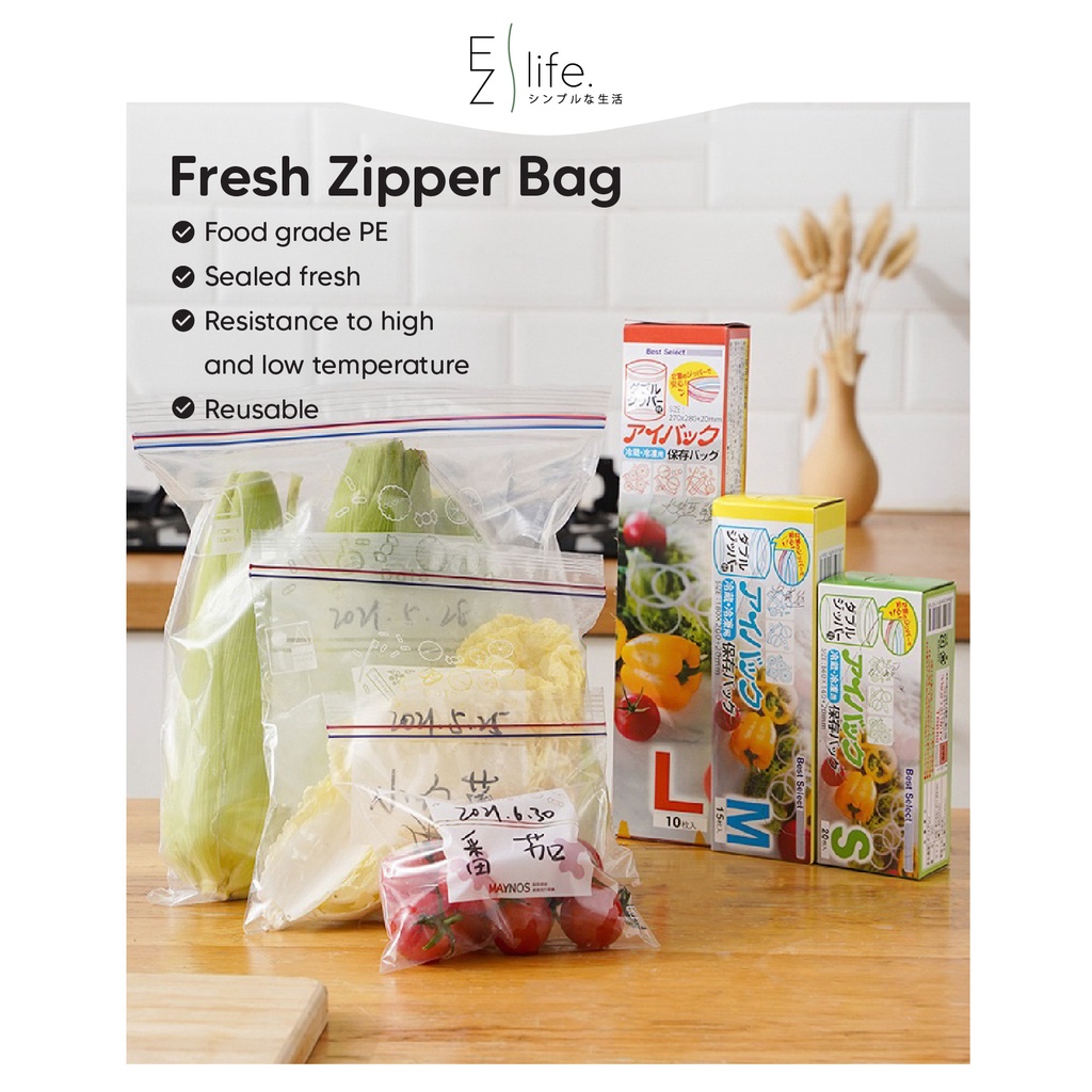 Beg Plastik Zip Kunci Sendiri EzLife Fresh Zipper Bag Reusable Double ...