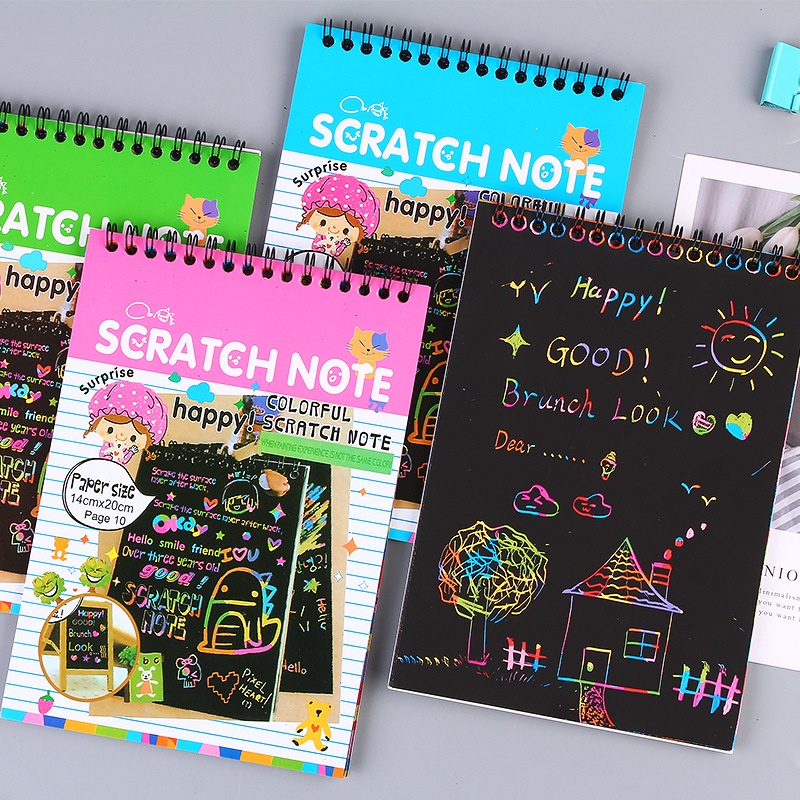 Scratch Note Book Small Colorful Magic Scratch Book Black Cardboard ...