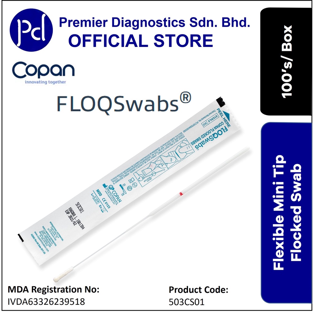 Copan FLOQSwabs® 503CS01 - Flexible Mini Tip Size Nylon® Flocked Swab ...