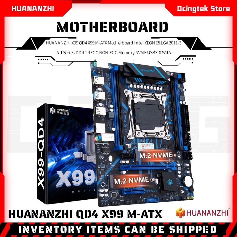 HUANANZHI X99 QD4 LGA 2011-3 XEON X99 Motherboard Intel E5 2640 2666 2670 2696 V3 V4 support ...
