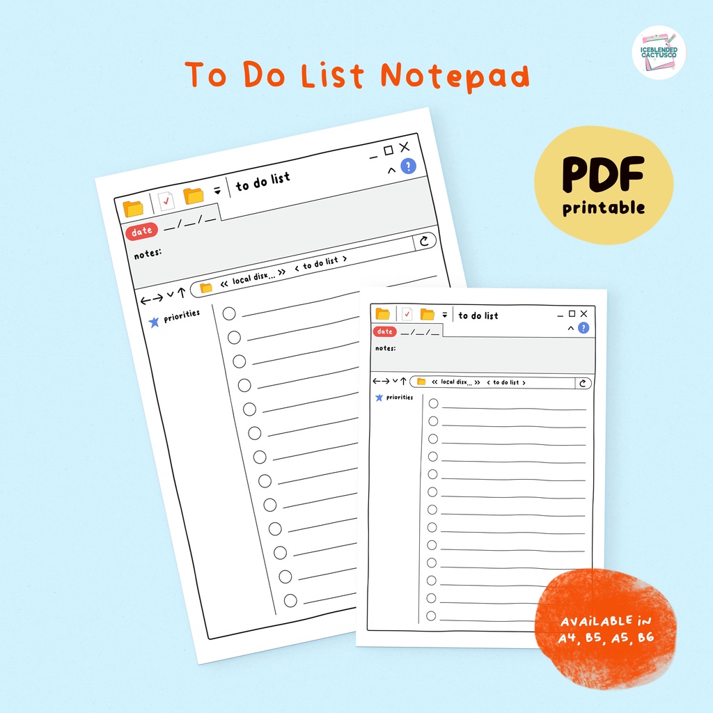 To Do List Notepad Memopad [Printable PDF] for Tablet/Printing | Shopee ...