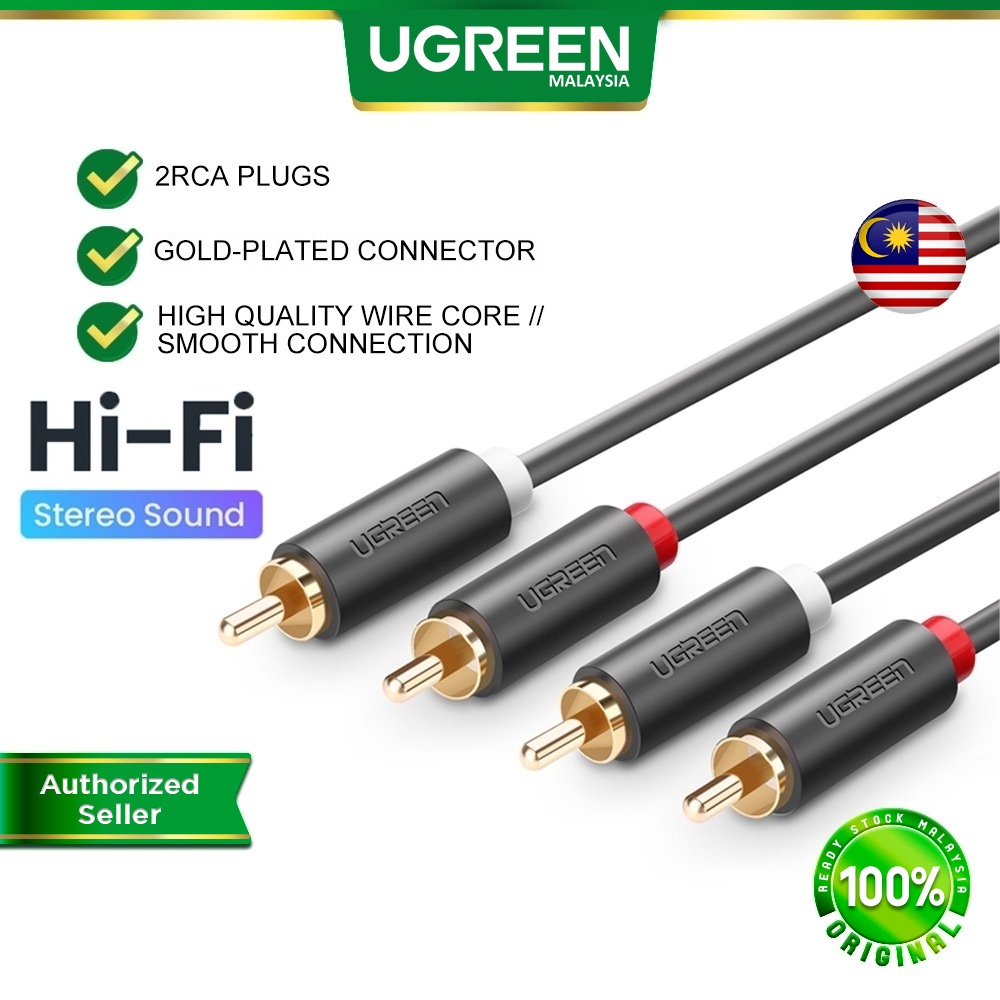 UGREEN 2RCA to 2 RCA Male to Male Audio Cable Gold Plated RCA Audio ...