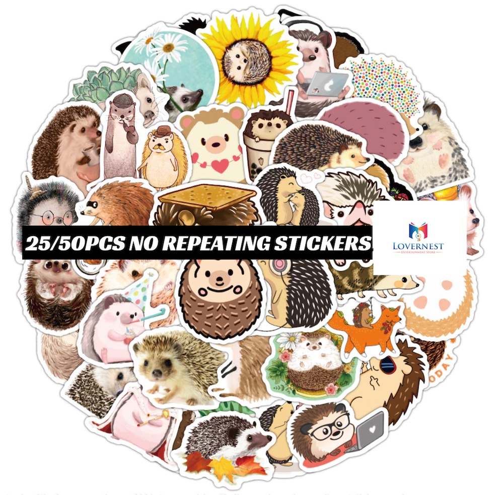 25/50Pcs HEDGEHOG Cute Cartoon Decal Teacher Reward Stickers for ...