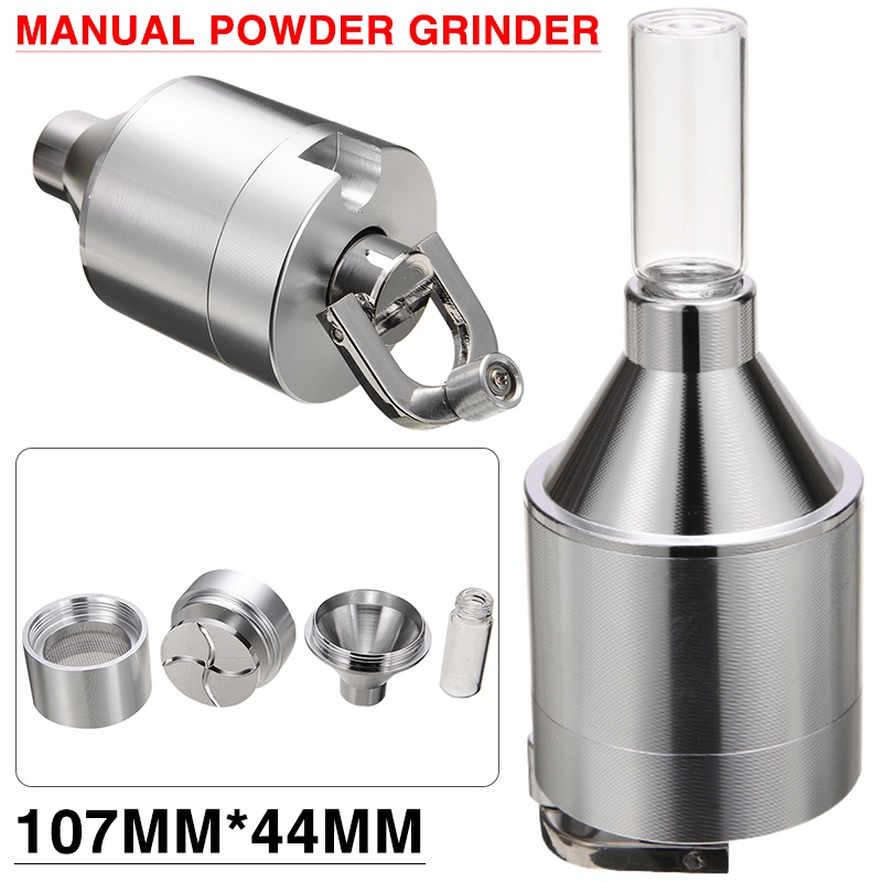 Metal Powder Grinder Hand Herb Spice Grinder Mill Funnel with Snuff ...