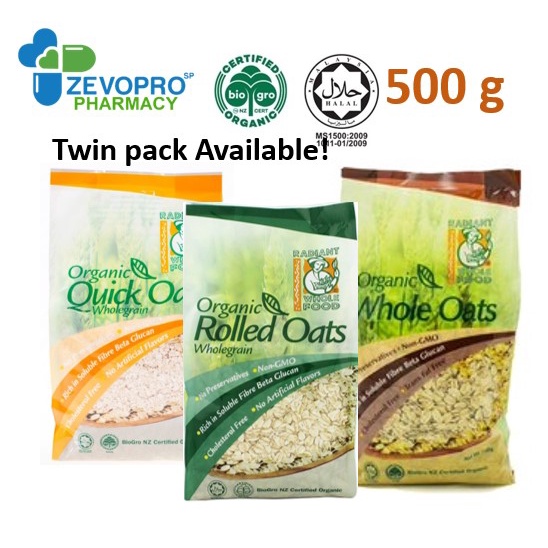 Radiant Organic Quick/ Rolled Oats (500g) / Whole Oat (750g) [EXP 2027] | Shopee Malaysia