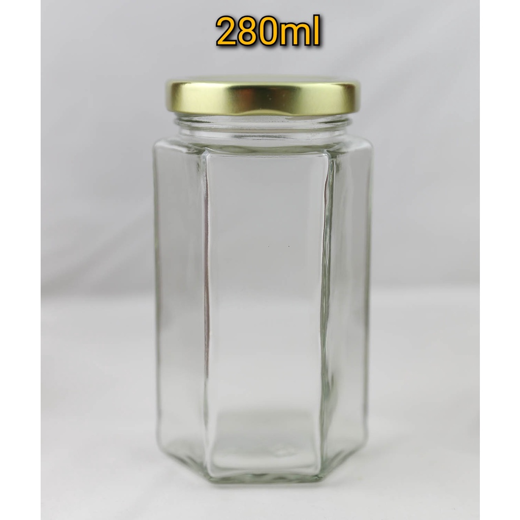 [40pcs] 280ml Hexagon glass jar/ botol sambal/food jar/botol kaca ...