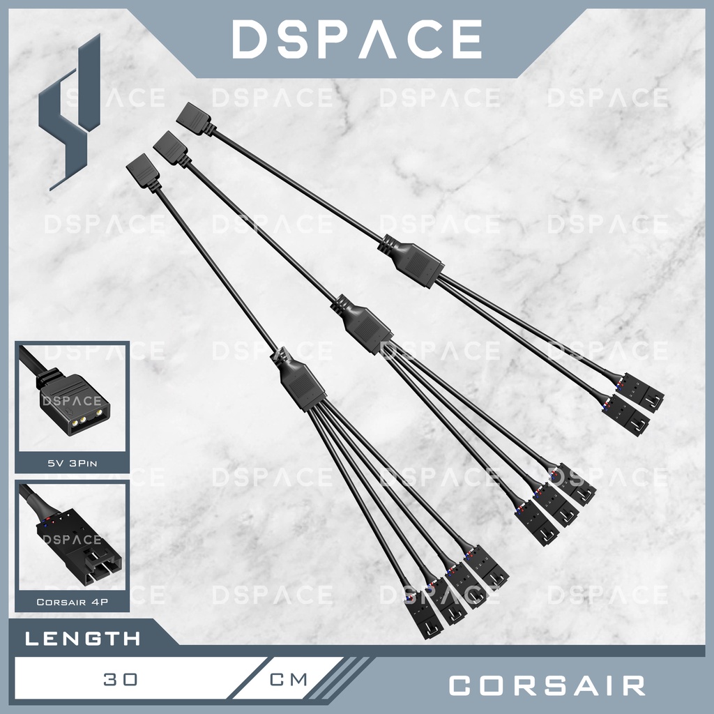 5V ARGB 3p to CORSAIR 4pin Fan RGB Cable Splitter LL QL SP ML Fan ...