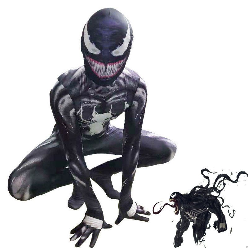 Venom Adult Kids Spider-Man Superhero Boys Cosplay Costume Fancy ...