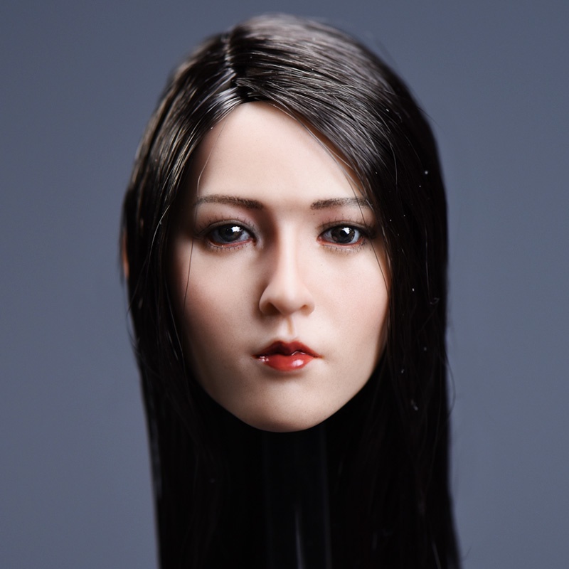 YMTOYS 1/6 Female Head Sculpt Asian Girl Yun Long Hair Head Carving ...