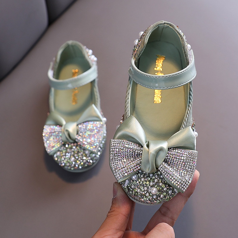 Children's Shoes for Girls Rhinestone Bow Princess Girls Party Dance ...