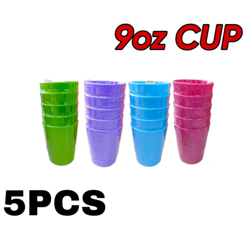 PP Plastic Cup 9oz 5pcs cup / cawan / colourful plastic cup / cup ...