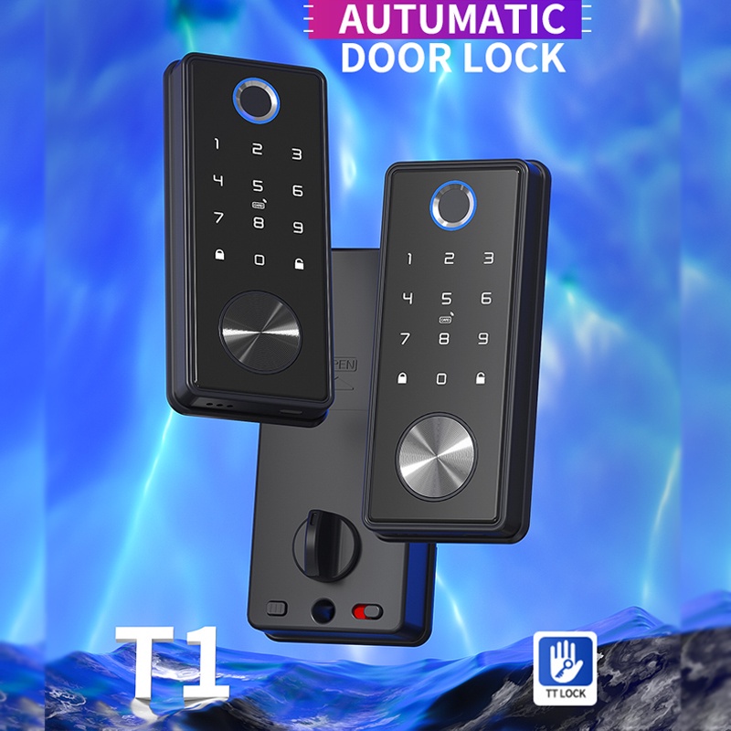 T1 Black Intelligent Door Lock TTLOCK App Smart Home Safe Fingerprint ...
