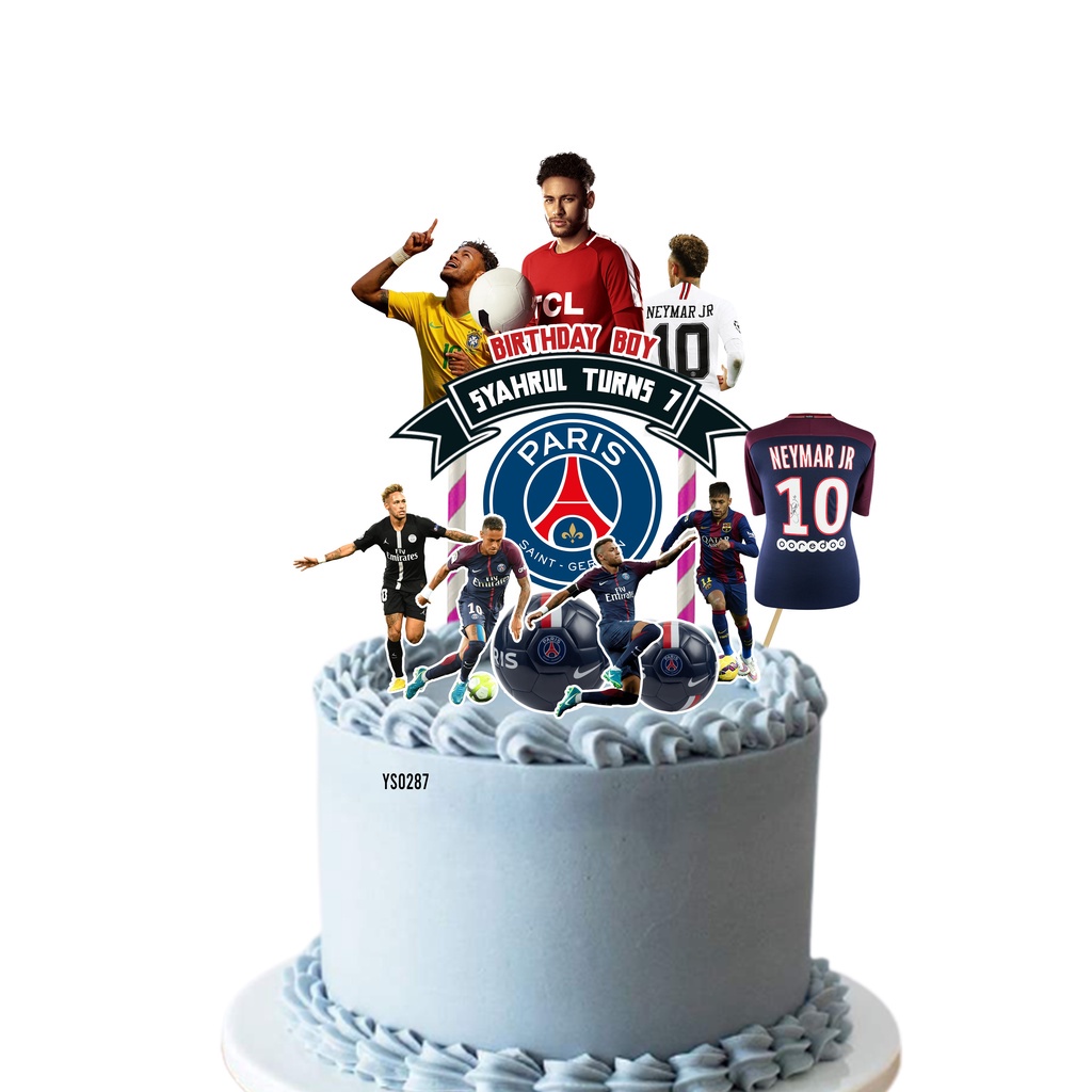 [CUSTOM NAME] Happy Birthday Cake Topper Neymar Jr Decoration Set Party ...