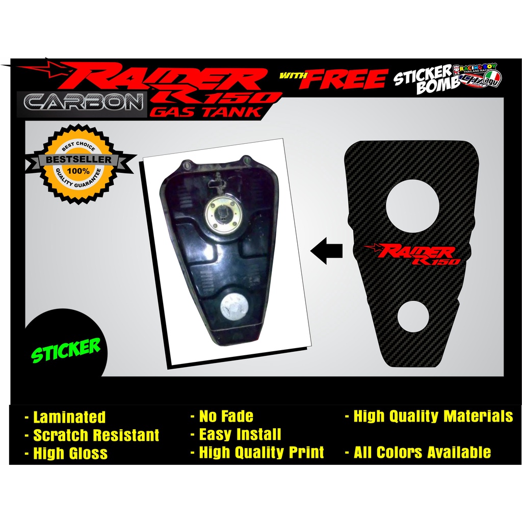 Raider 150 R150 Carb Gas Tank Decal Sticker (3D Carbon) | Shopee Malaysia