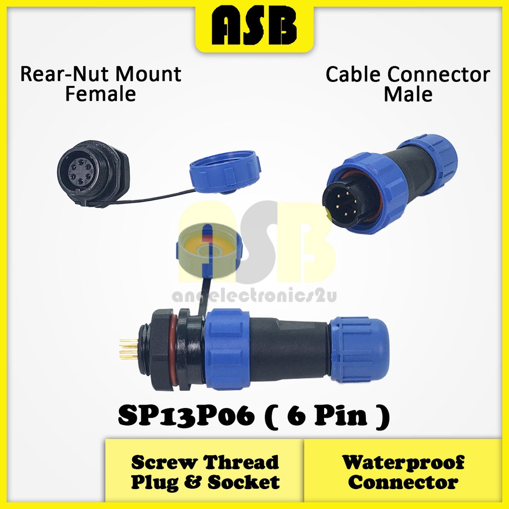 (1pc) SP13 Series IP68 13MM Waterproof Connector ( Screw Thread Plug ...