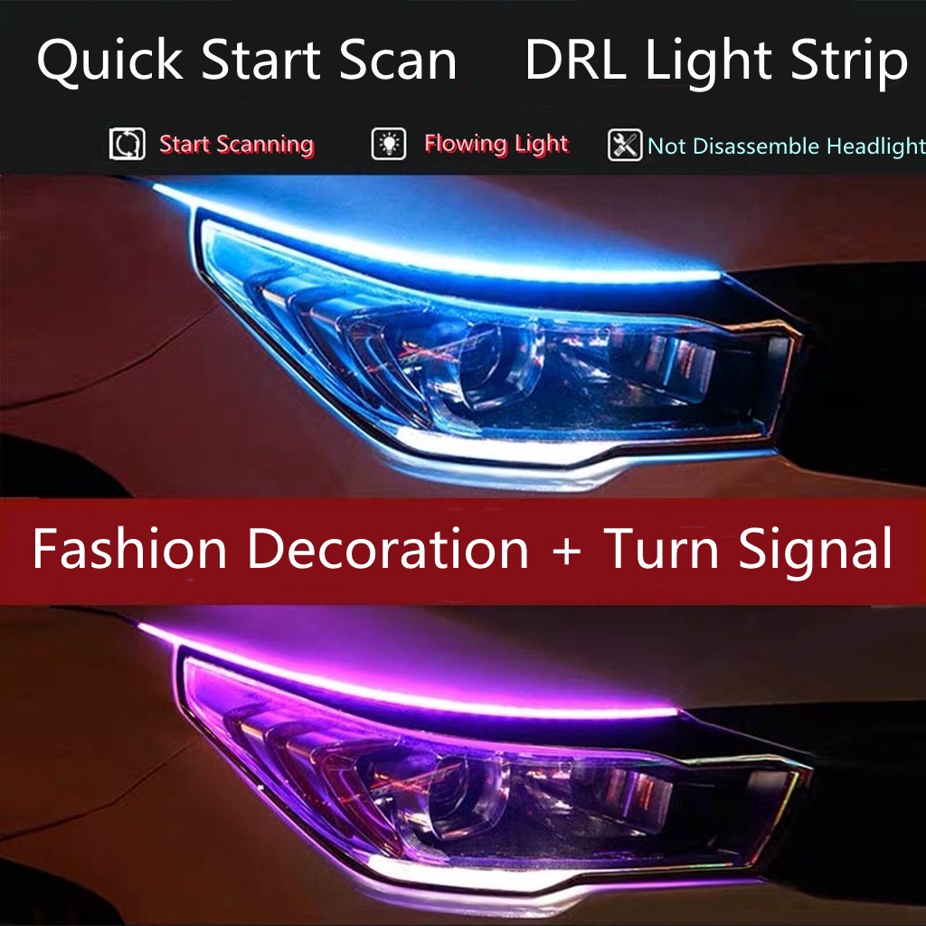 2pcs Car Ultra Thin Daylight DRL Daytime Running Light Scan Flowing ...