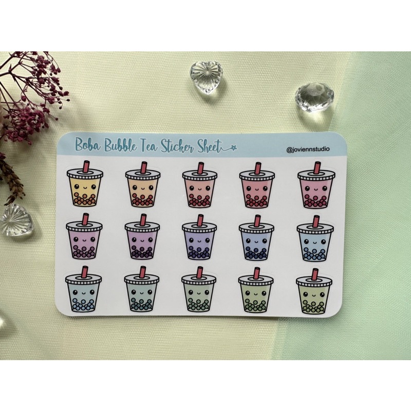 Bubble Milk Tea Sticker Sheet / Colored Milk Tea Stickers | Shopee Malaysia