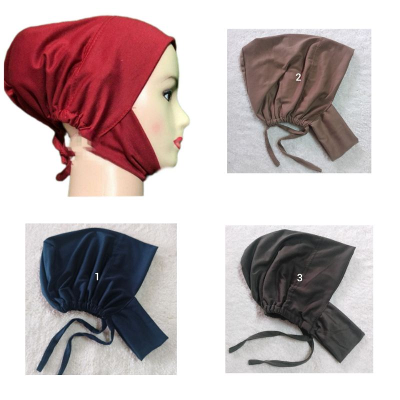 Inner berdagu tali cotton inner tudung tie back inner neck anti tembam ...