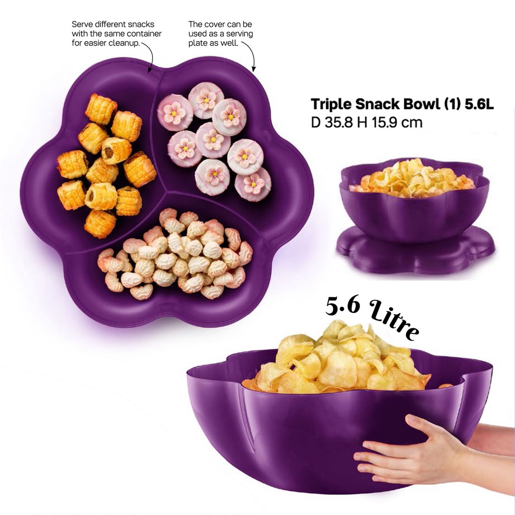 TUPPERWARE Triple Snack Bowl (5.6L) / Fresh & Fancy Carrier (6L ...