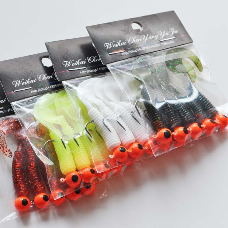 5pcs Fishing Lures Soft Bionic Lures 5g Lead Hook 6cm Soft Worm Soft ...