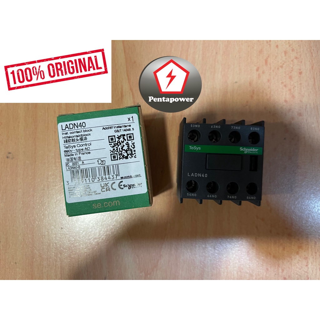 Schneider LADN40 Auxiliary contact block, TeSys D, 4NO, front mounting ...