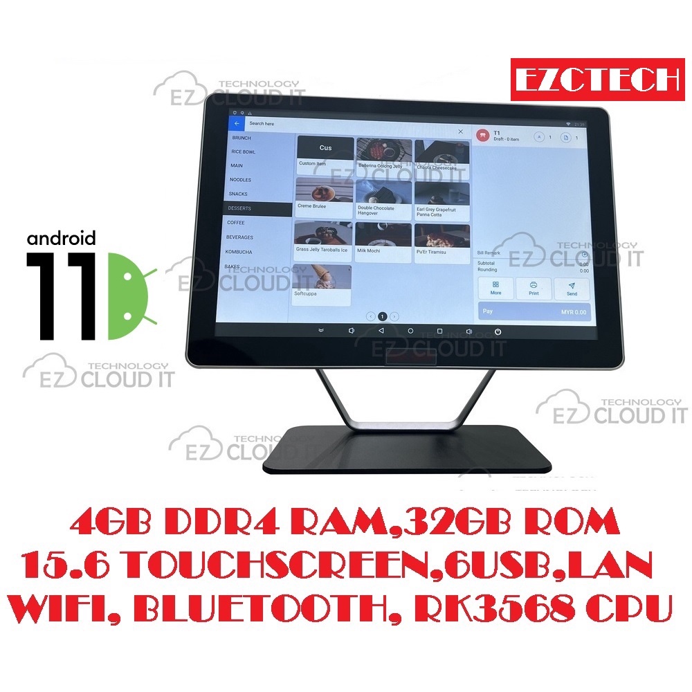EZCTECH A1501A RK3568 15.6INCH ANDROID 4+32 TOUCHSCREEN POS TERMINAL ...