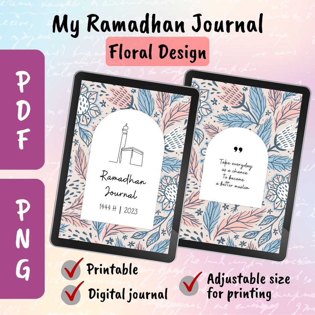 MY RAMADHAN JOURNAL FLORAL DESIGN | Digital Printable Muslim Journal ...