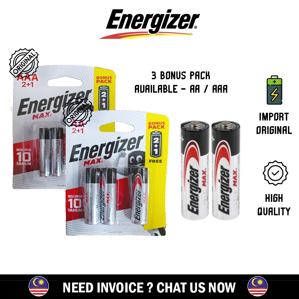 ENERGIZER Max AA/AAA Battery Alkaline Battery 2+1 Bonus Pack - (1's ...