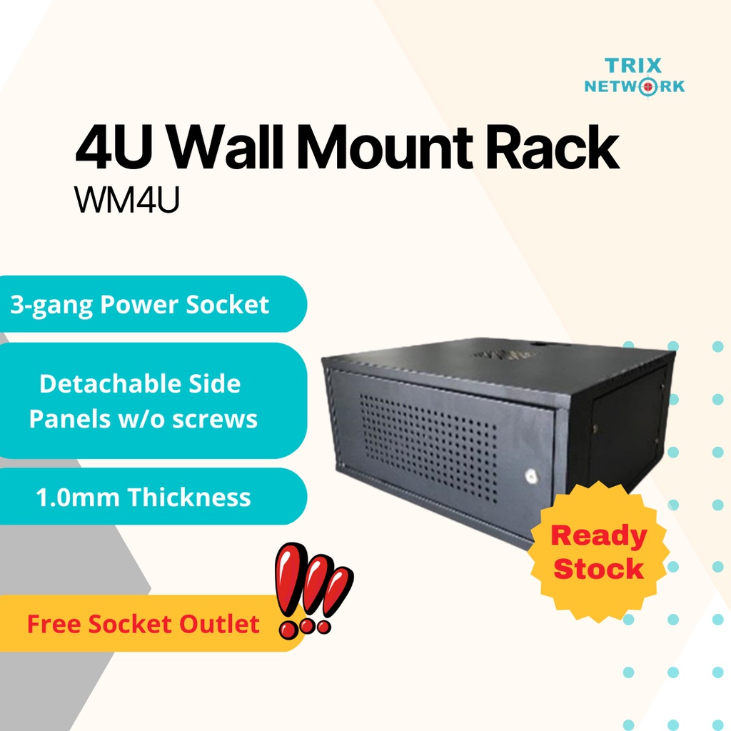4U Wall Mount Rack (Perforated Front Door with Lock) | Shopee Malaysia