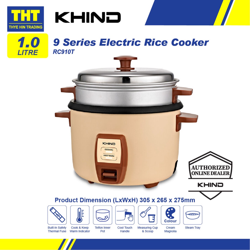 Khind 1.0L Rice Cooker With Steam Tray RC910T | Shopee Malaysia