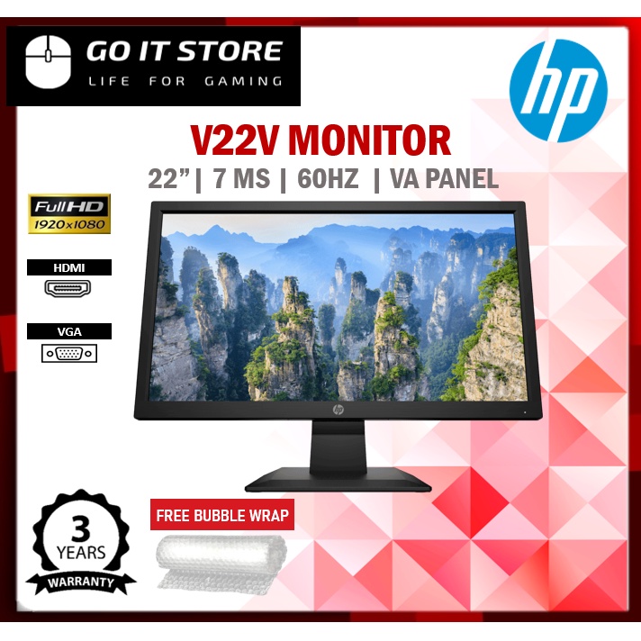 HP V22V 21.5" FHD 7ms 60HZ VA Panel Vesa Mountable LED Flat Monitor ...